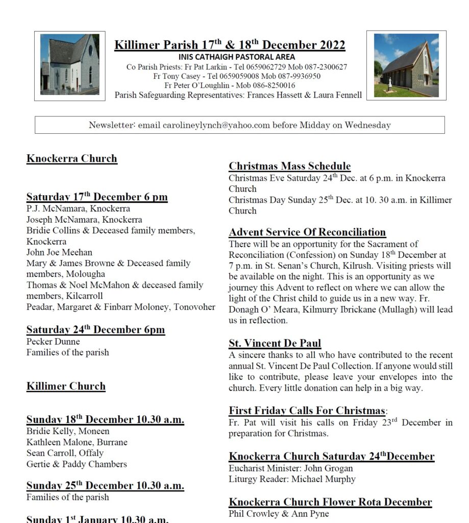 4th & 5th of February 2023 – Killimer Parish